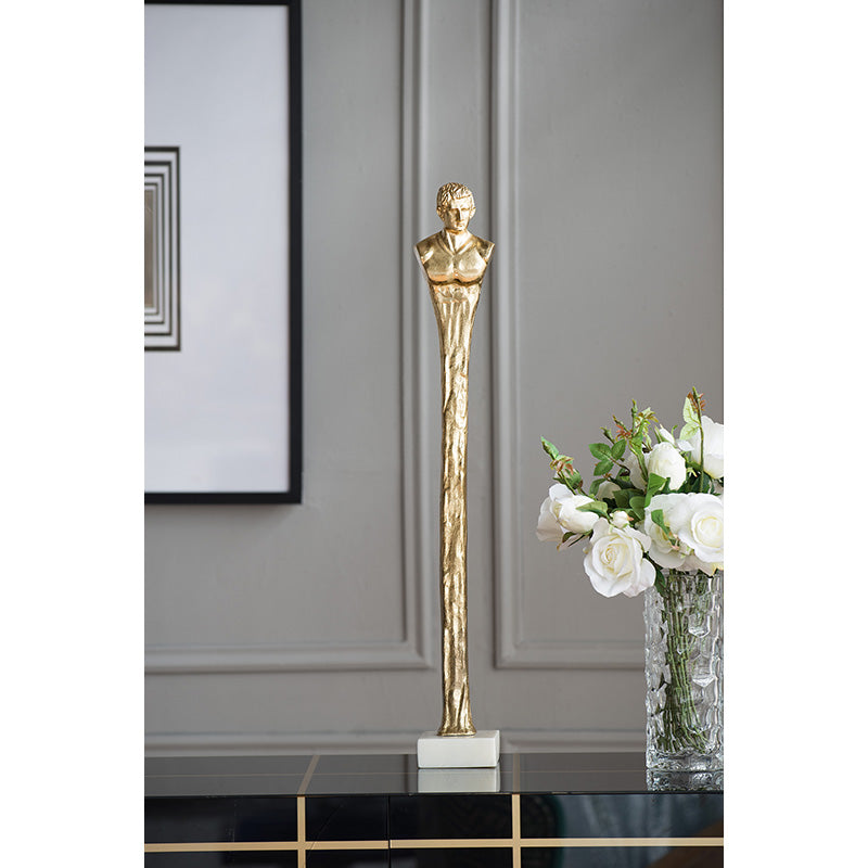 AB-Elongated Gold Roman Statue on White Marble Base – Classico Roma